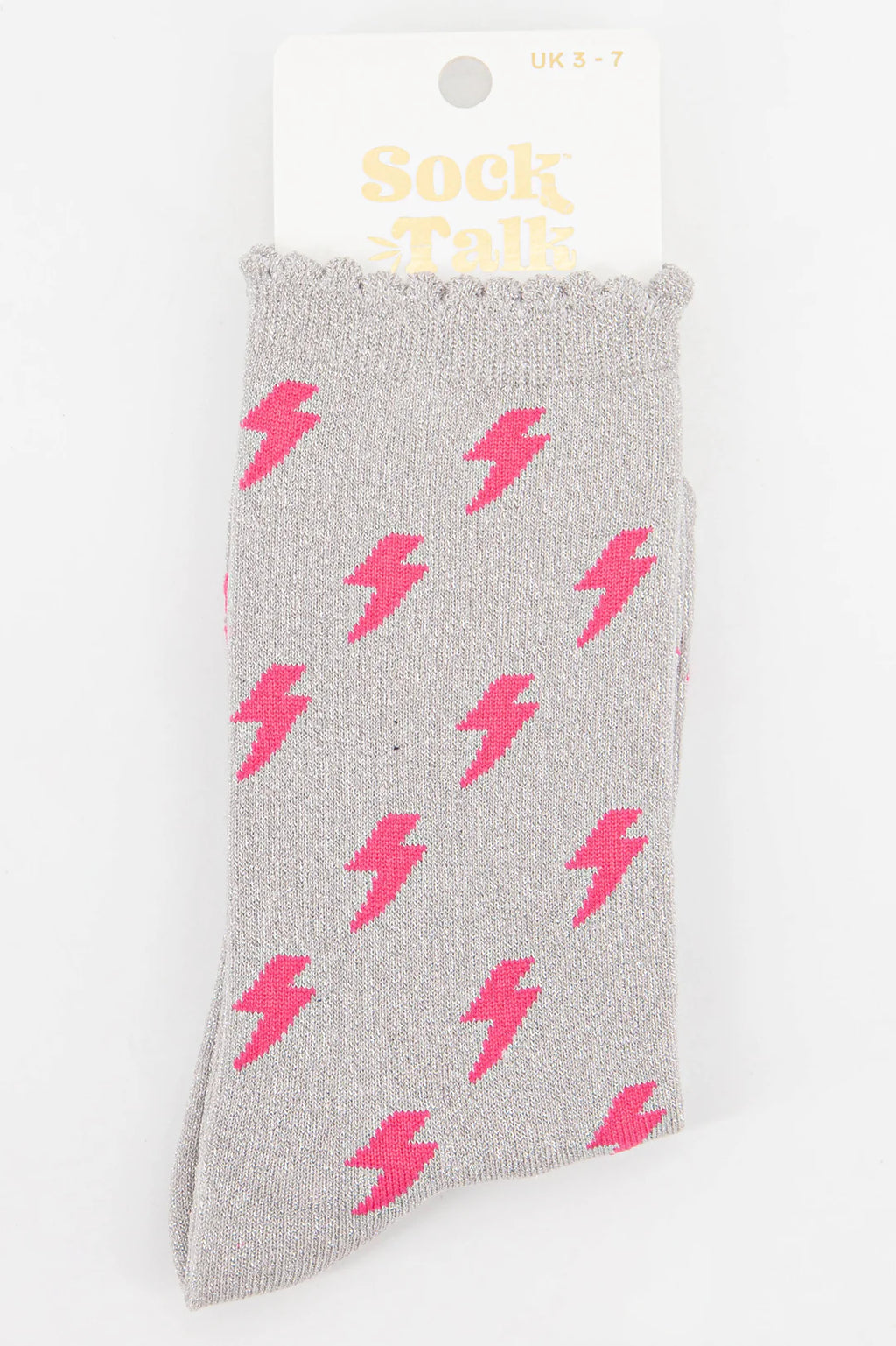 Women's Glitter Socks - Grey/Pink, Lightning Bolts – Crowberry Wood ...