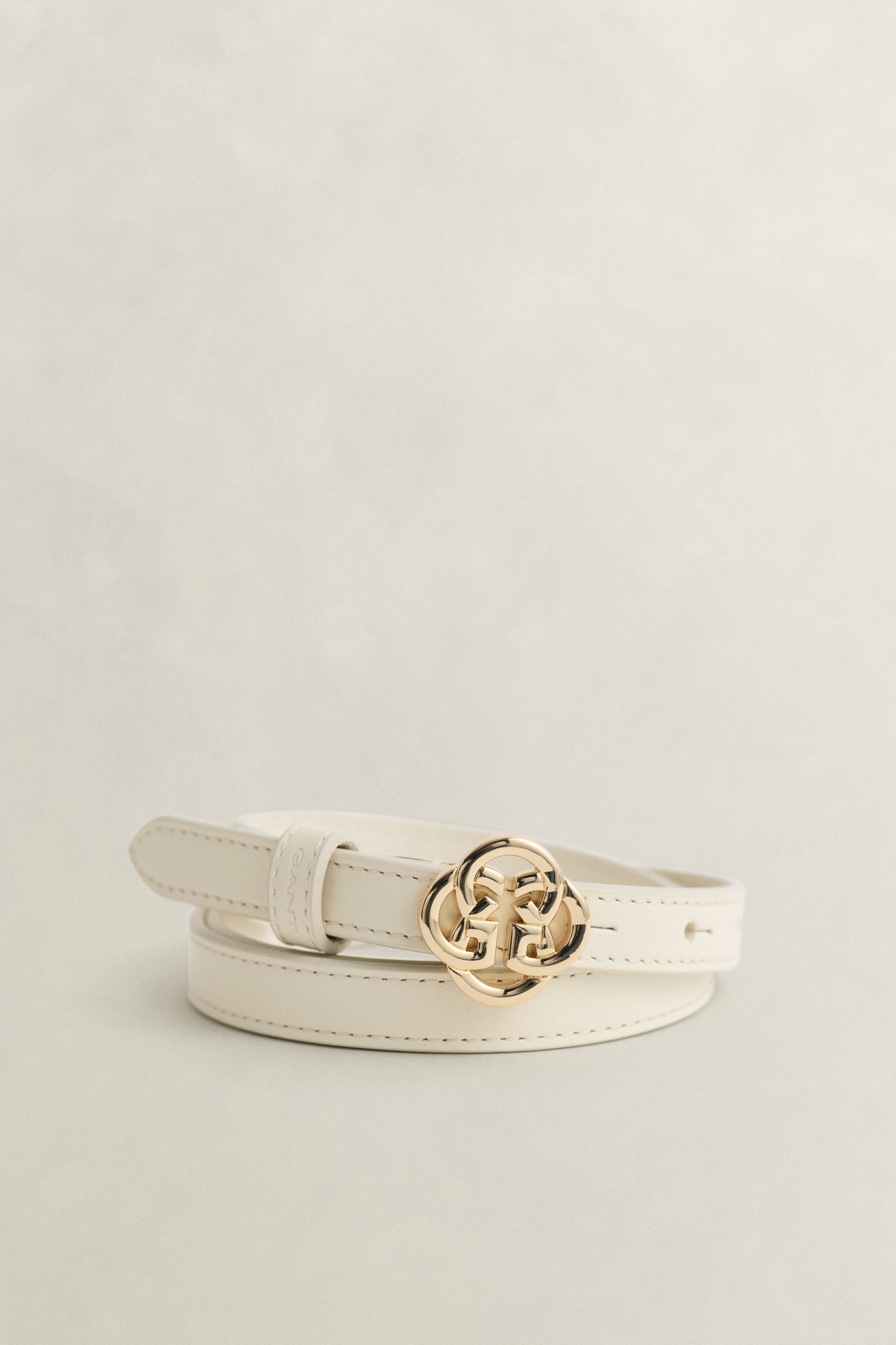 MONOGRAM BUCKLE SLIM LEATHER BELT CREAM – Crowberry Wood 2024 LTD