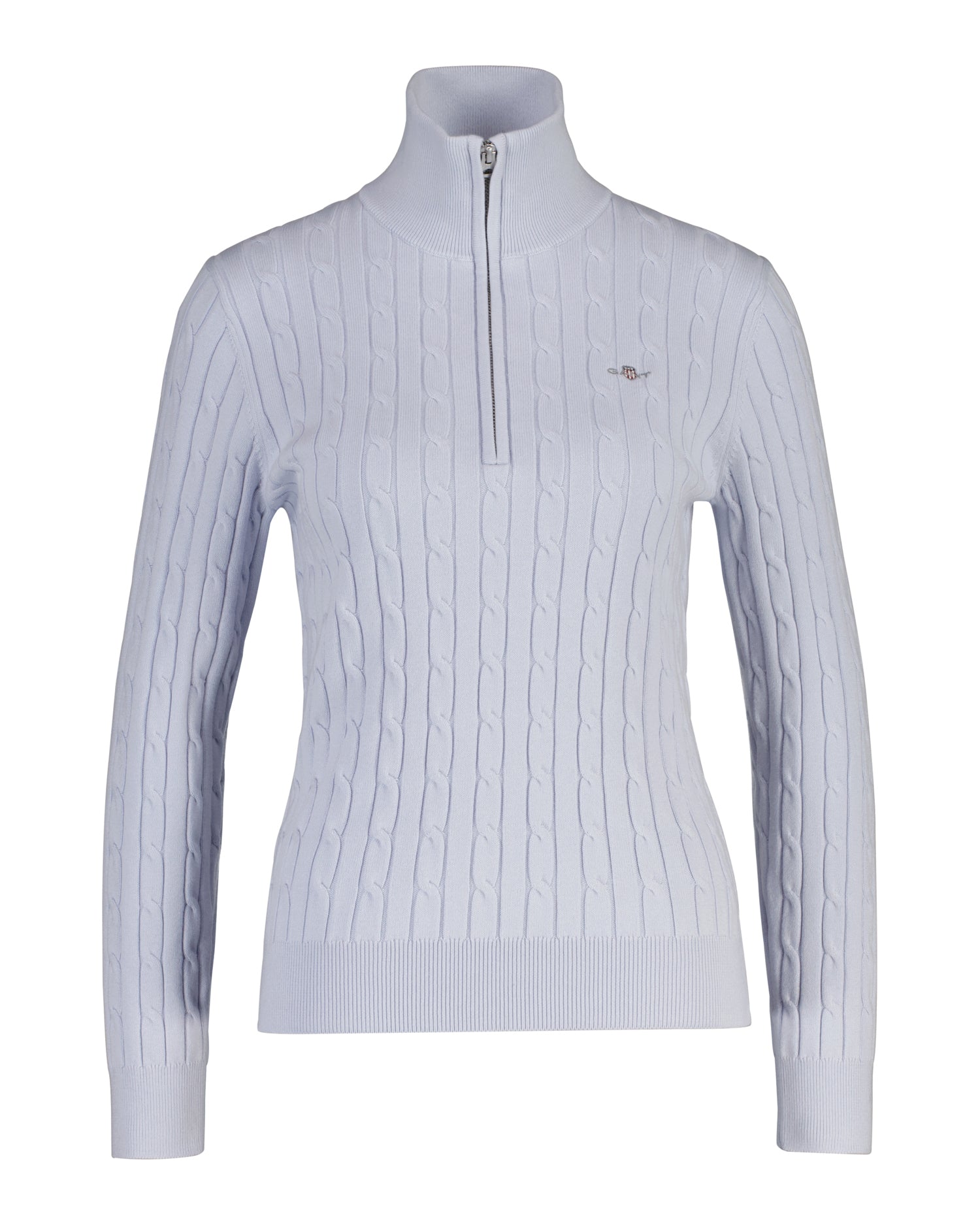 STRETCH COTTON CABLE HALF-ZIP LIGHT BLUE – Crowberry Wood 2024 LTD